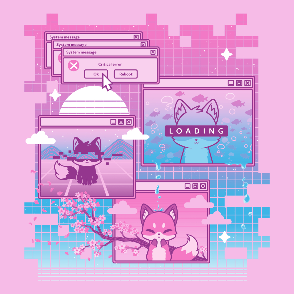 Vaporwave Fox | Funny, cute, & nerdy t-shirts - TeeTurtle