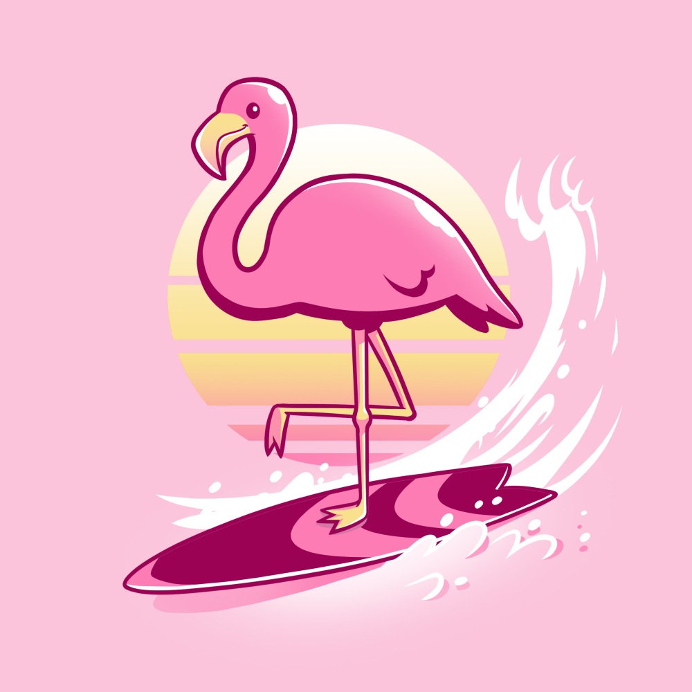 Surfing Flamingo | Funny, cute, & nerdy t-shirts - TeeTurtle