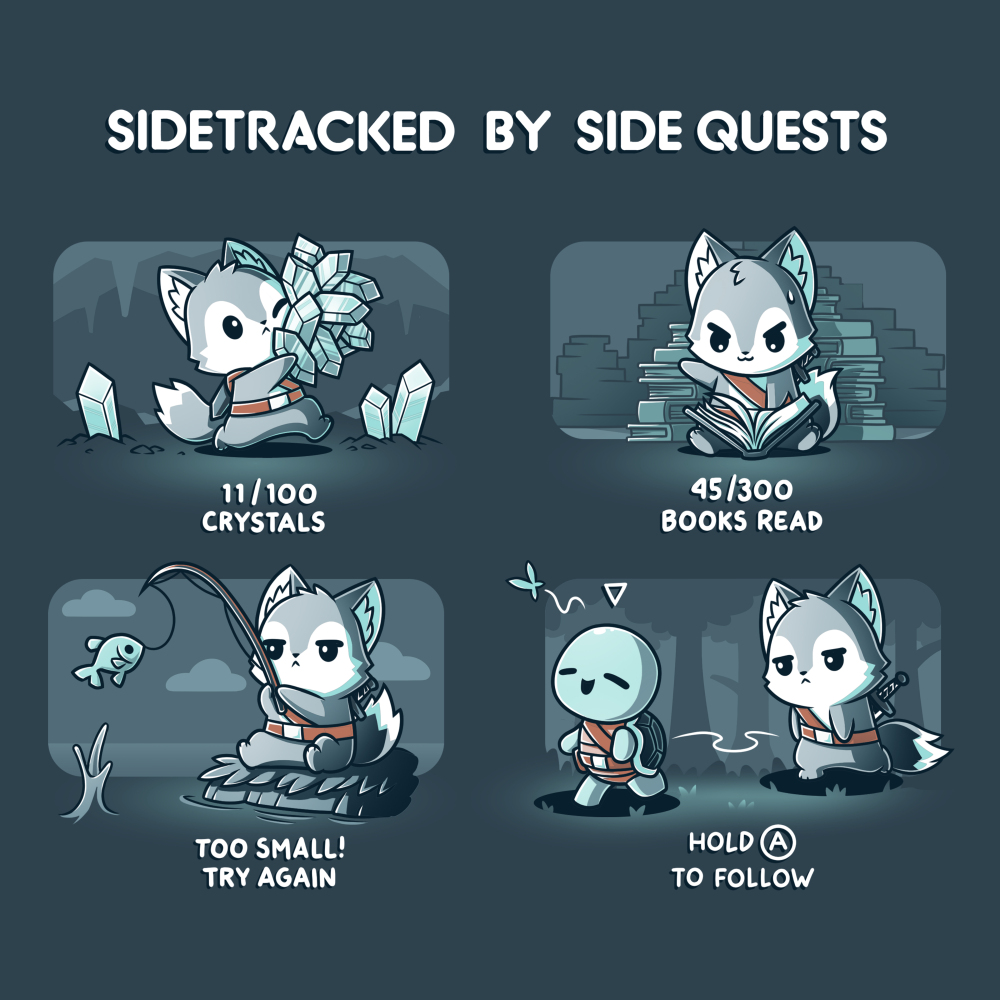 Sidetracked by Side Quests | Funny, cute & nerdy t-shirts - TeeTurtle
